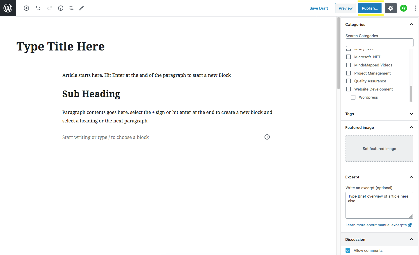 How to write a Blog using Wordpress | MindsMapped